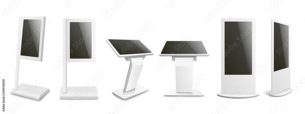 Set of digital kiosk or display mockups realistic vector illustration isolated. Stock Vector ...