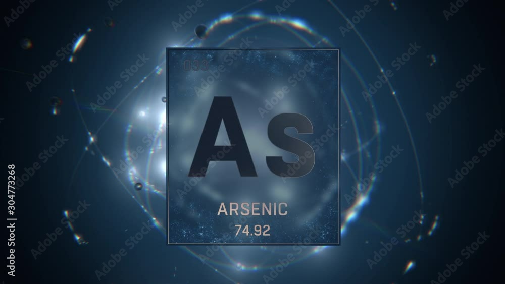 Arsenic as Element 33 of the Periodic Table. Seamlessly looping 3D ...