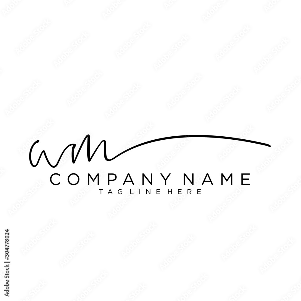 Initial letter WM Signature handwriting Logo Vector Stock Vector ...