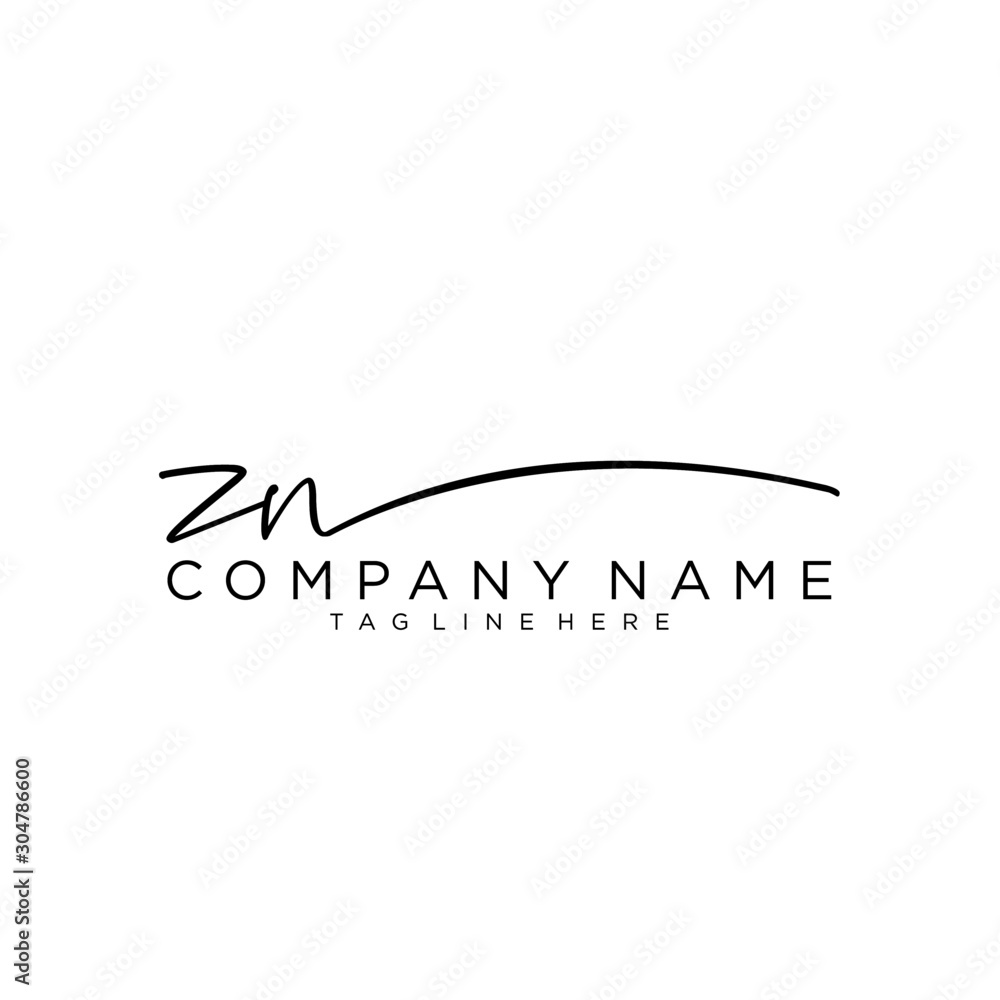 Initial letter ZN Signature handwriting Logo Vector Stock Vector | Adobe Stock