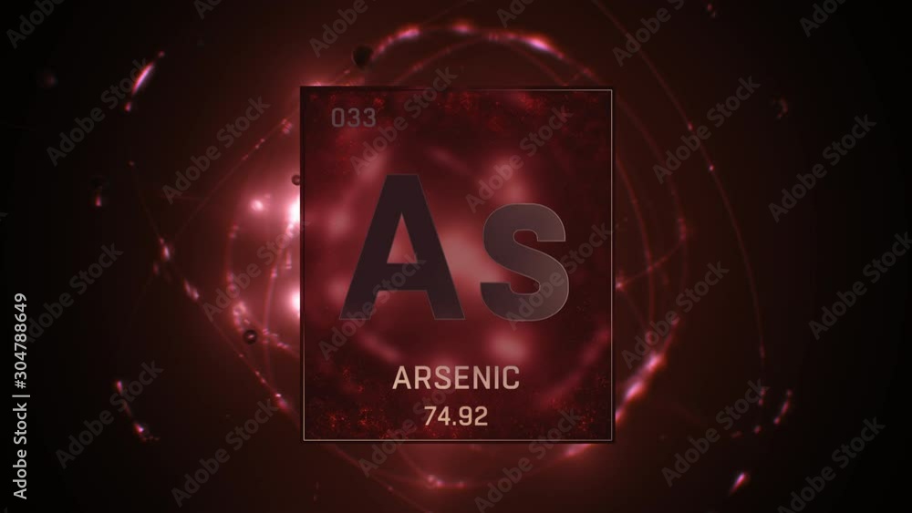 Arsenic as Element 33 of the Periodic Table. Seamlessly looping 3D ...