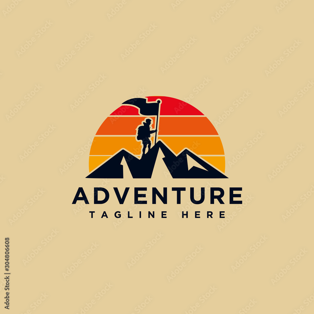 Badge Mountain adventure logo design inspiration vector, Mountain ...