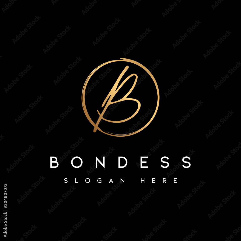 Elegant signature letter B with golden color logo - vector Stock Vector ...