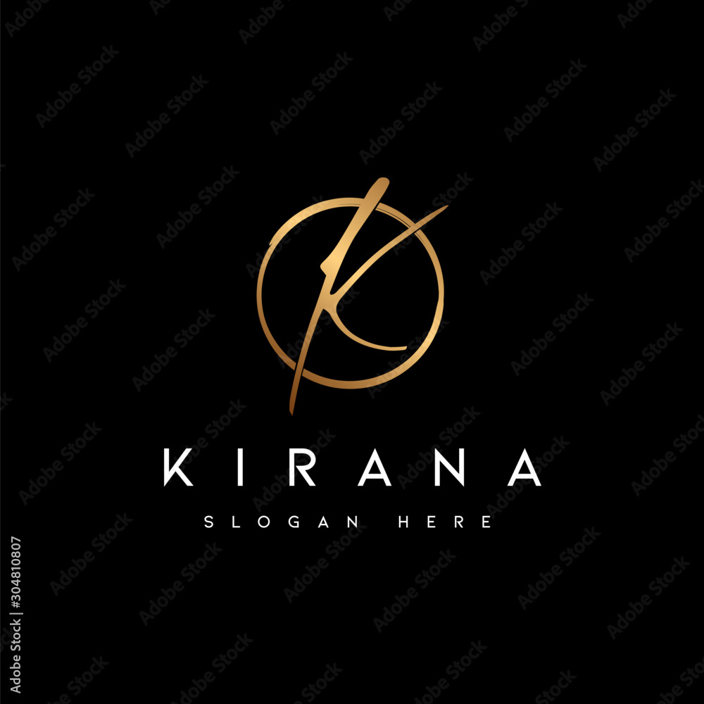 Elegant signature letter K with golden color logo - vector Stock Vector ...