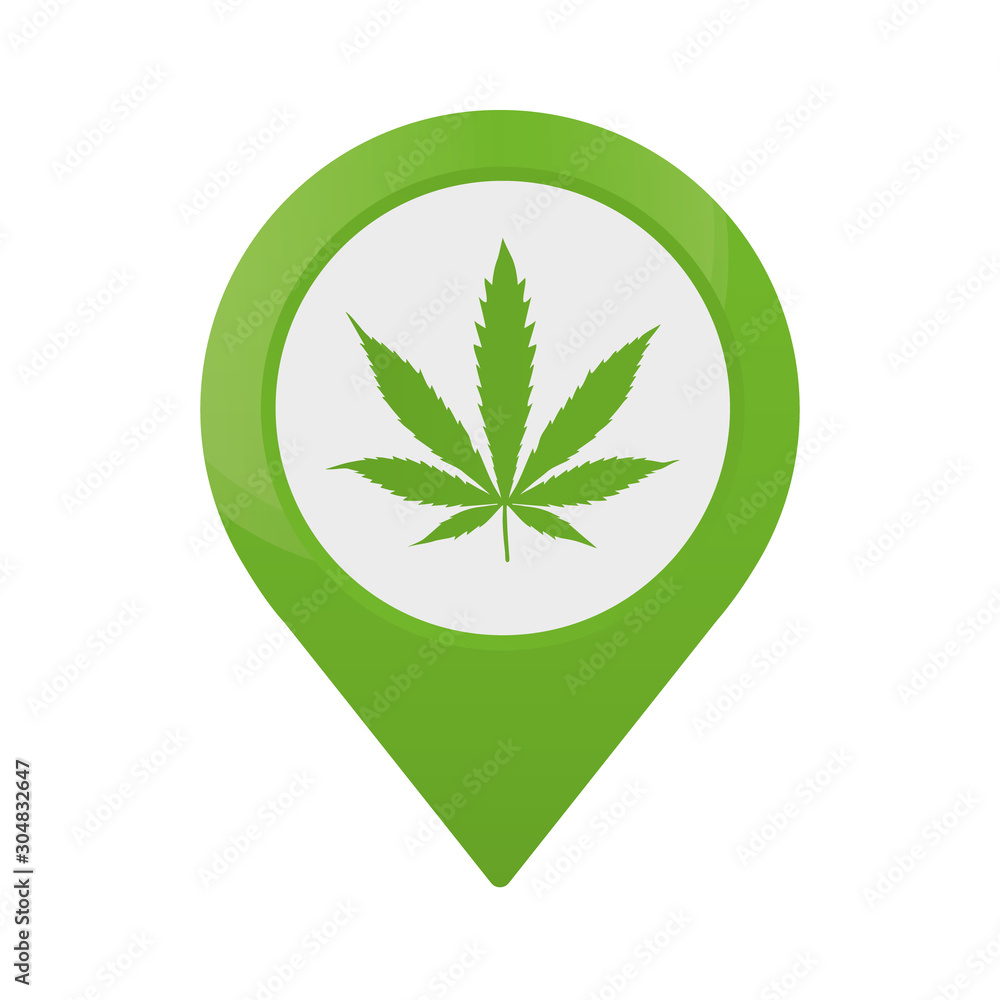 Vetor de Marijuana store location icon. Map pointer. Cannabis, marijuana leaf. Weed pinpoint ...