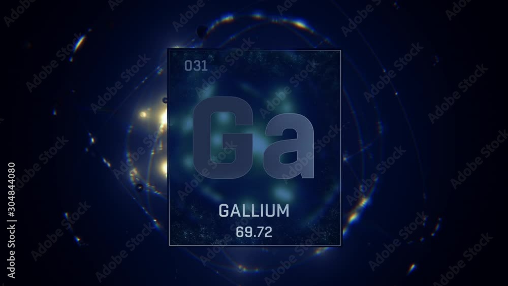 Gallium as Element 31 of the Periodic Table. Seamlessly looping 3D ...