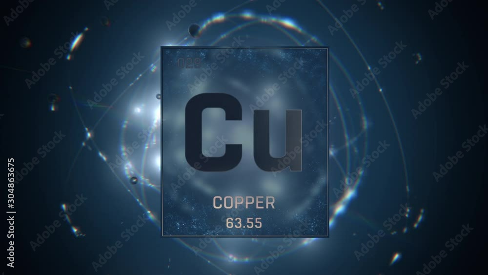 Copper as Element 29 of the Periodic Table. Seamlessly looping 3D ...