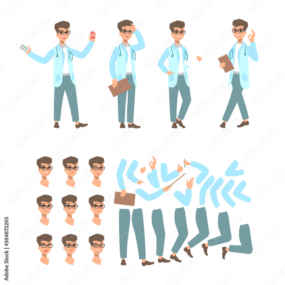 Attractive doctor. Funny character design. Cartoon illustration ...