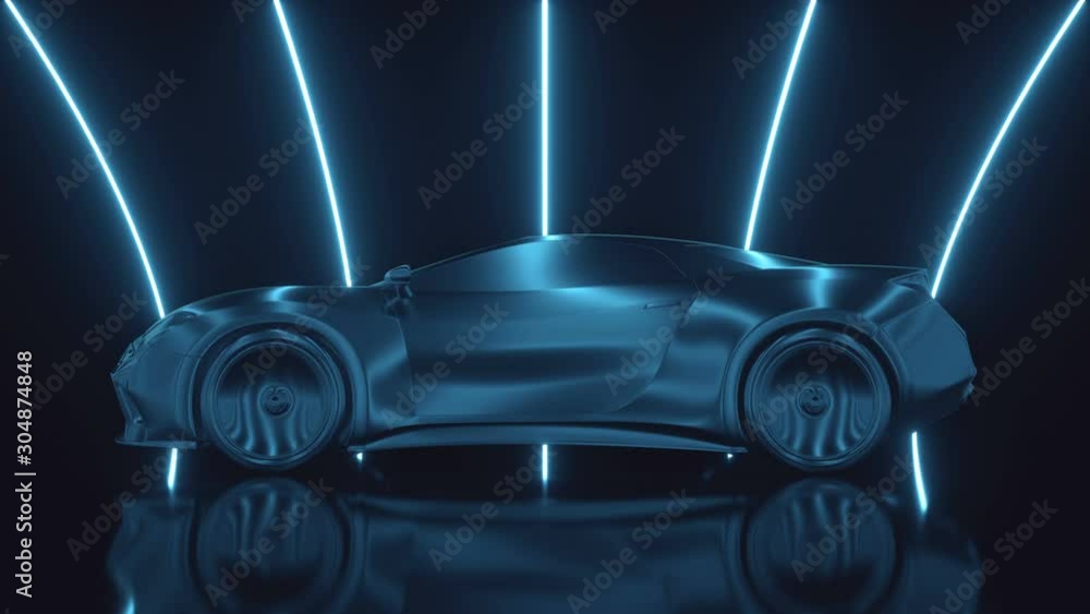 Seamless looping motion graphics. Imaginary sports car, modeled and ...