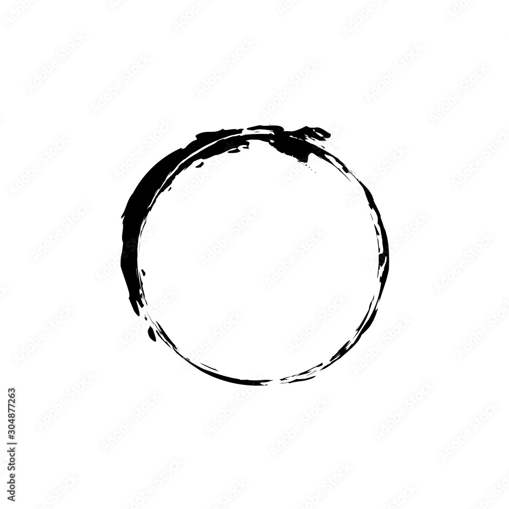 Zen round stroke brush frame logo design template Stock Vector | Adobe ...