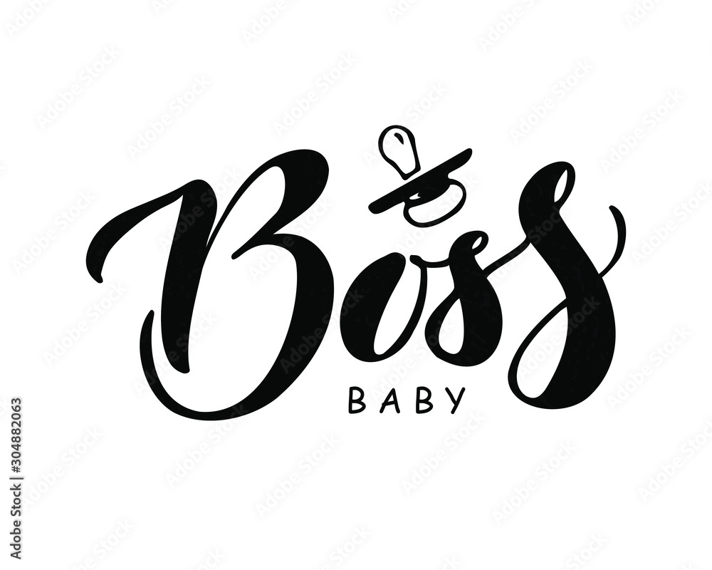 Baby Boss hand drawn lettering.Vector illustration. Design for boys and ...