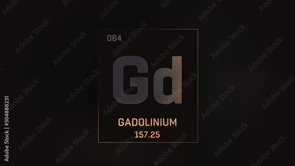 Gadolinium as Element 64 of the Periodic Table. Seamlessly looping 3D ...