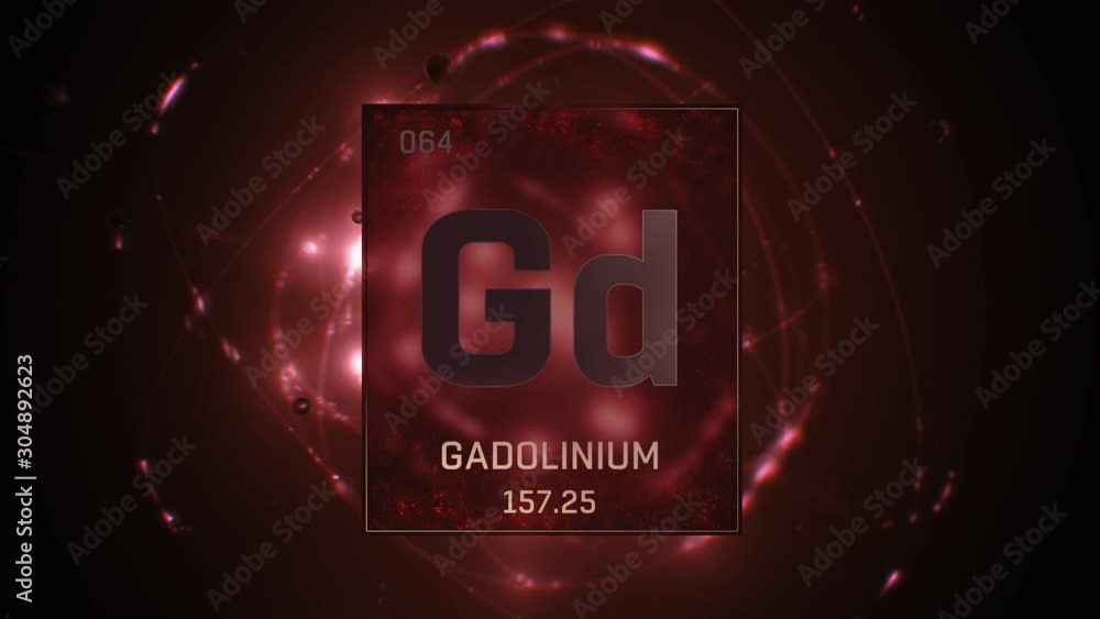 Gadolinium as Element 64 of the Periodic Table. Seamlessly looping 3D ...