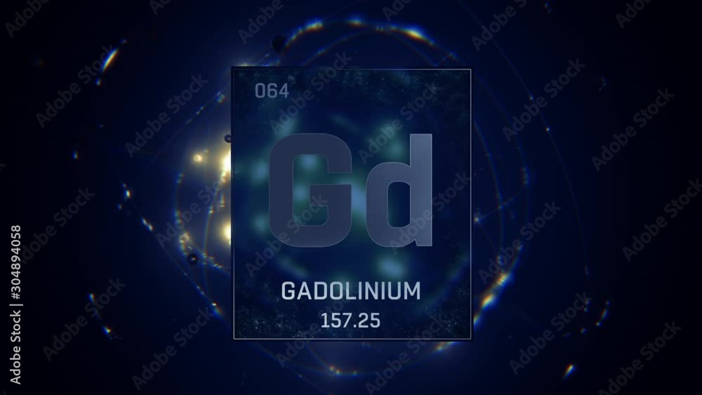 Gadolinium as Element 64 of the Periodic Table. Seamlessly looping 3D ...