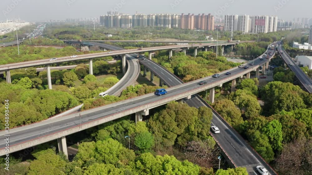 drone shot show spectacular elevated highway and complexity ...