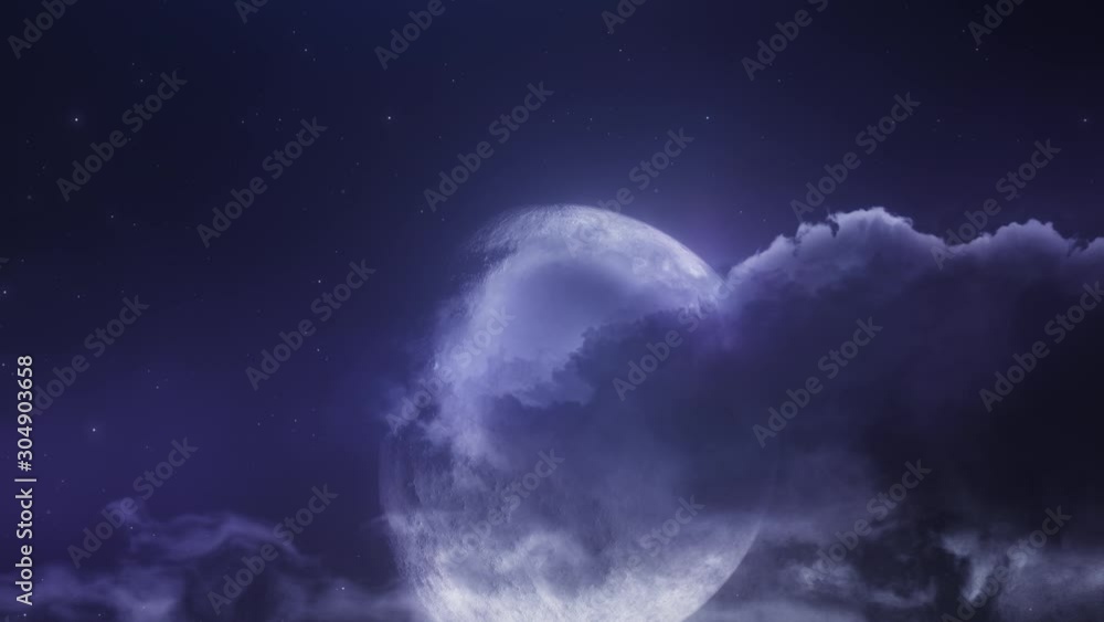 Beautiful MOON behind the clouds in a starry night | Ultra realistic 3D ...