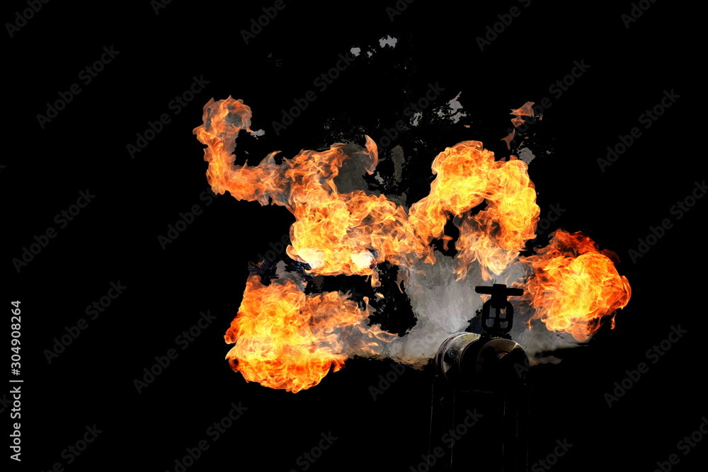 Fire from gas or oil leak from pipe.the oil pipeline leak and explose ...