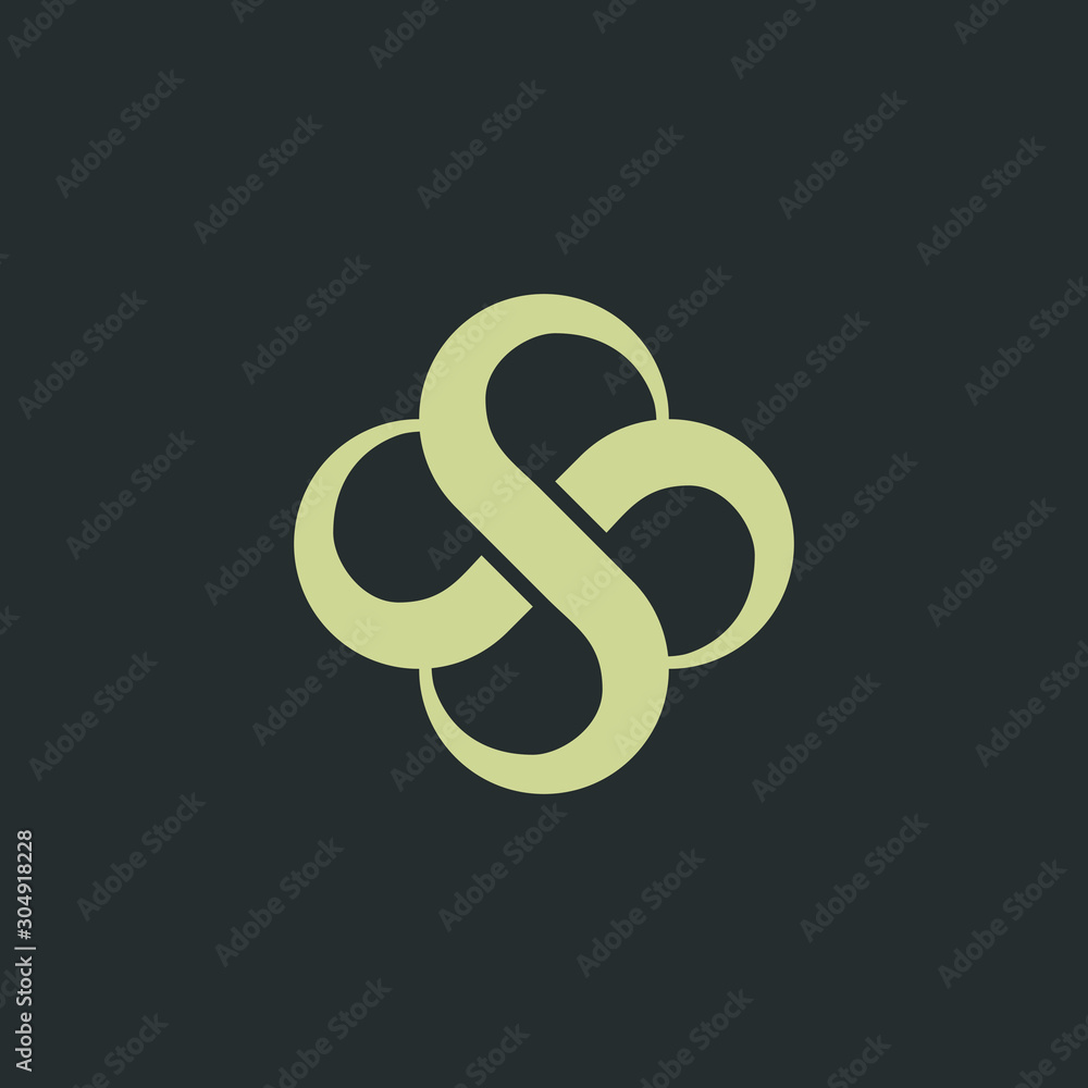 Swirl SS monogram, S flower logo mark, spinning icon, feminine and ...