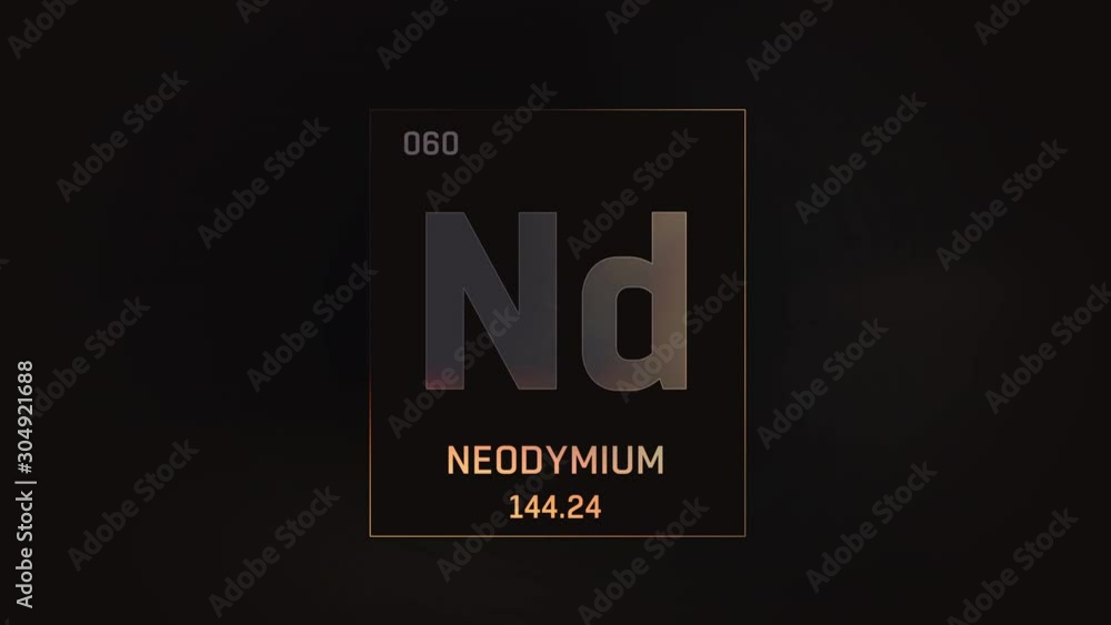 Neodymium as Element 60 of the Periodic Table. Seamlessly looping 3D ...