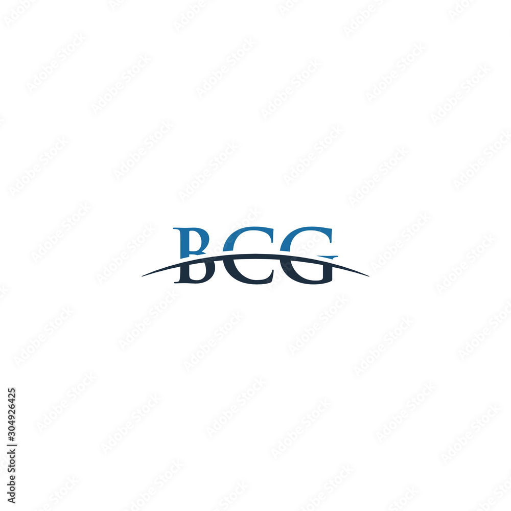 Initial letter BCG, overlapping movement swoosh horizon logo company ...