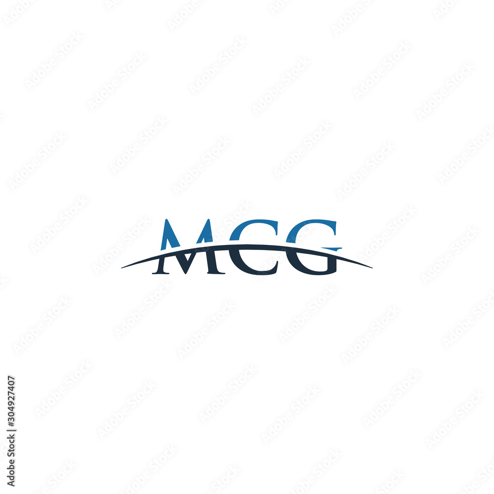 Initial letter MCG, overlapping movement swoosh horizon logo company ...