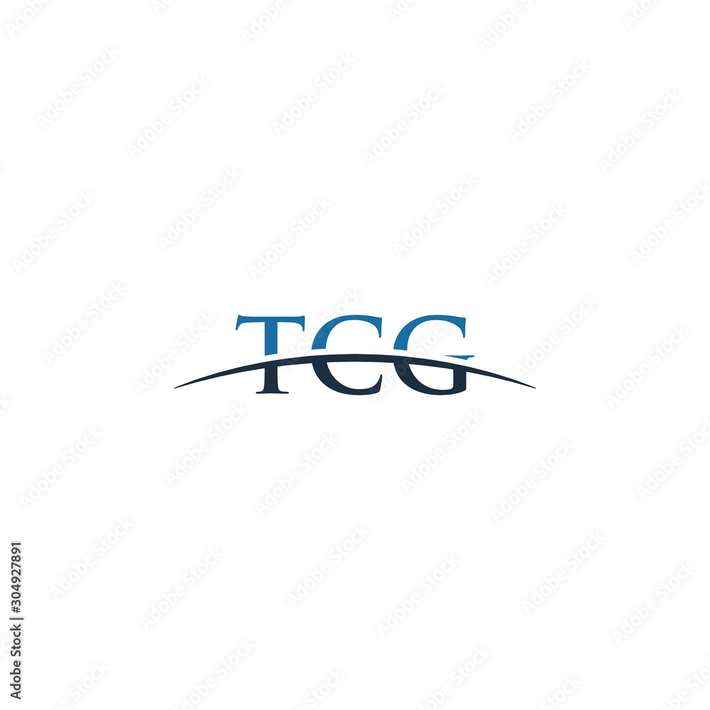 Initial letter TCG, overlapping movement swoosh horizon logo company ...