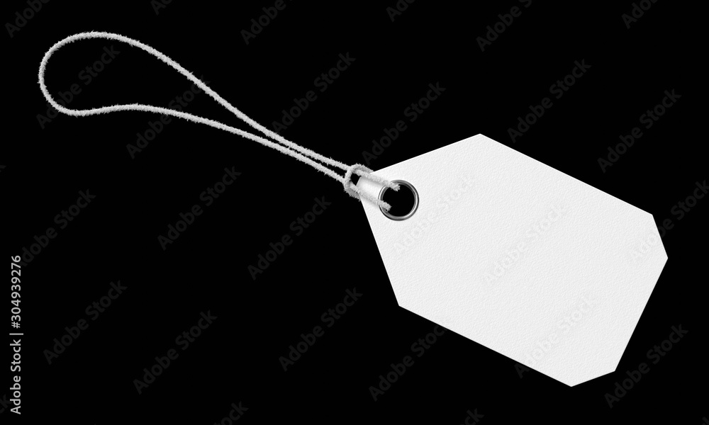 Blank price tag isolated on black. Tag label mockup. Stock Photo ...