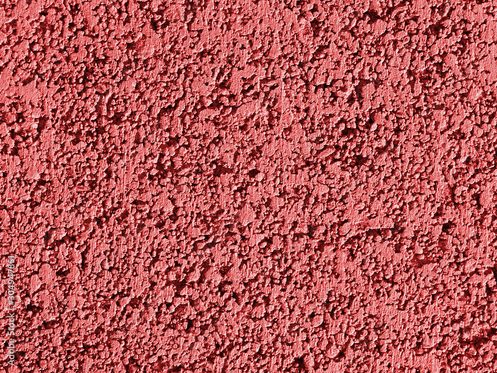 Red background facade plaster. Monolithic plaster decorative backdrop ...