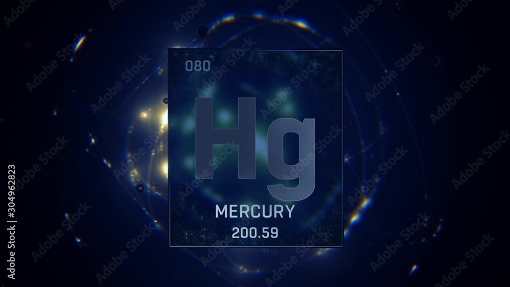 Mercury as Element 80 of the Periodic Table. Seamlessly looping 3D ...