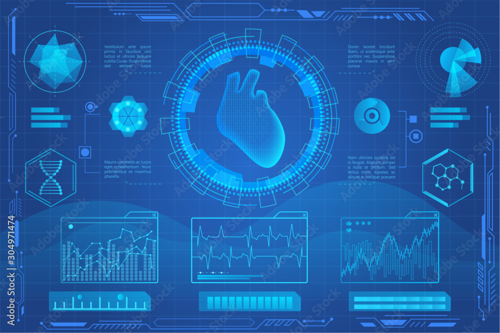 Vetor de Human heart futuristic medical hologram vector illustration ...