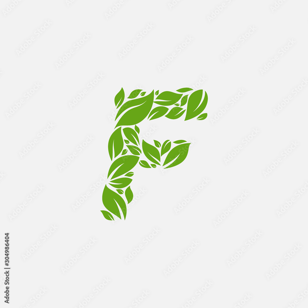 Vector green alphabet eco logo with leaves, Green Eco Alphabet Vector ...