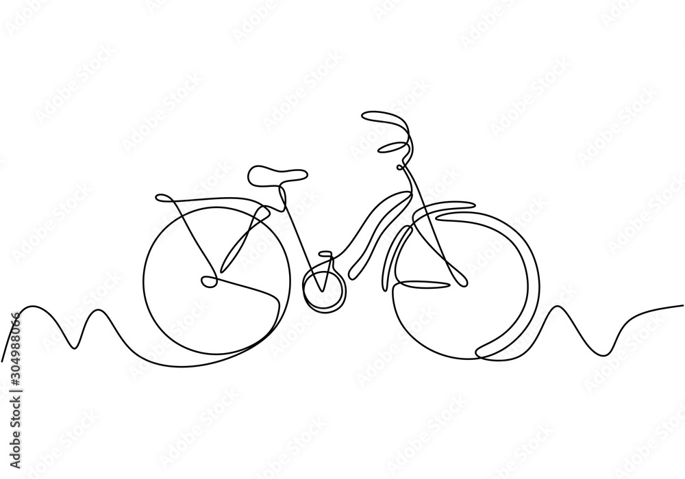 Abstract one line drawing with bike vector. Illustration cycling object ...