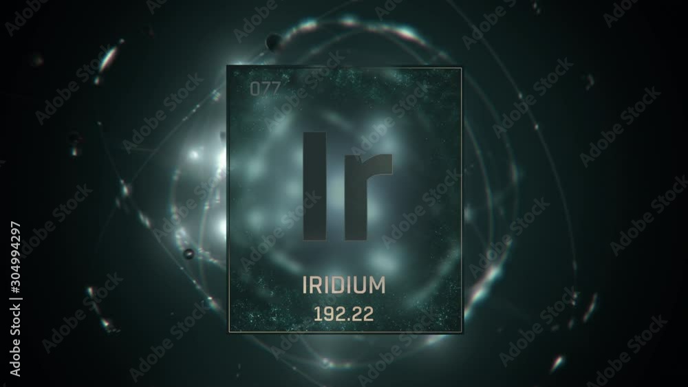 Iridium as Element 77 of the Periodic Table. Seamlessly looping 3D ...