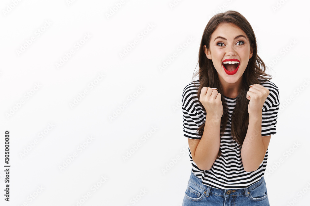 Come on you can do it. Cheerful supportive girlfriend rooting for ...
