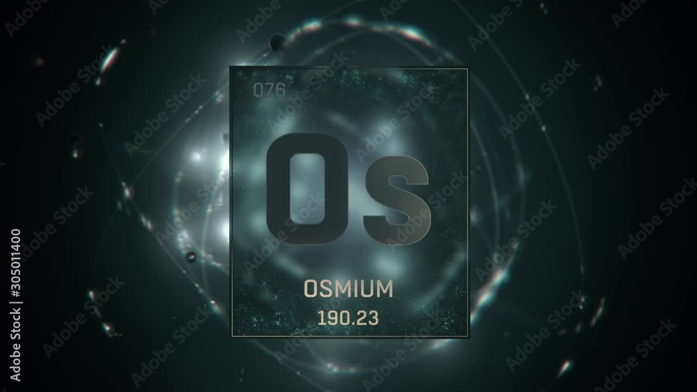 Osmium as Element 76 of the Periodic Table. Seamlessly looping 3D ...