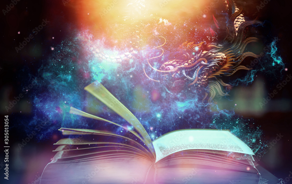 Magic book with light and shine An amazing story book with stars, and ...