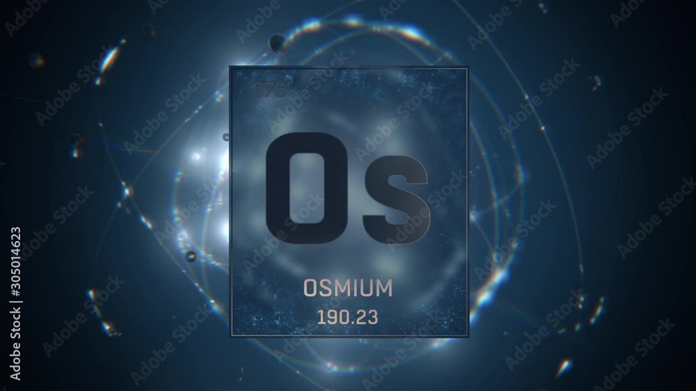 Osmium as Element 76 of the Periodic Table. Seamlessly looping 3D ...