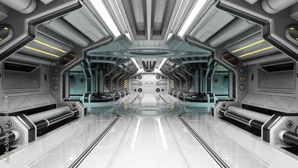 Sci-Fi space station corridor or white futuristic spaceship interior ... Sci-Fi space station corridor or white futuristic spaceship interior ...