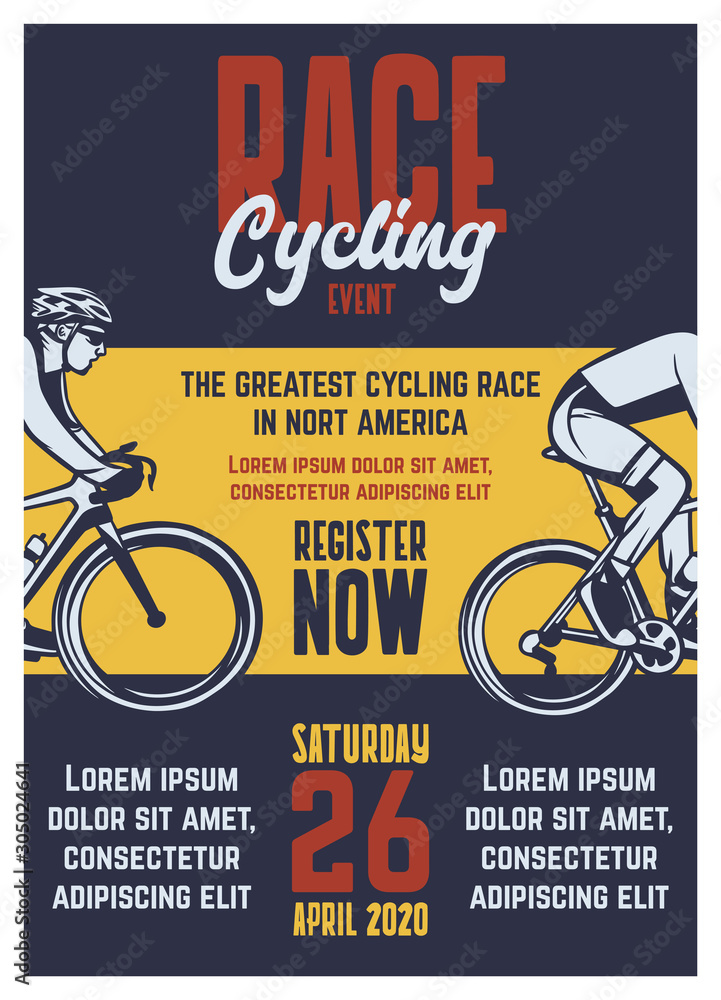 Cycling race vintage retro poster brochure template Stock Vector ...