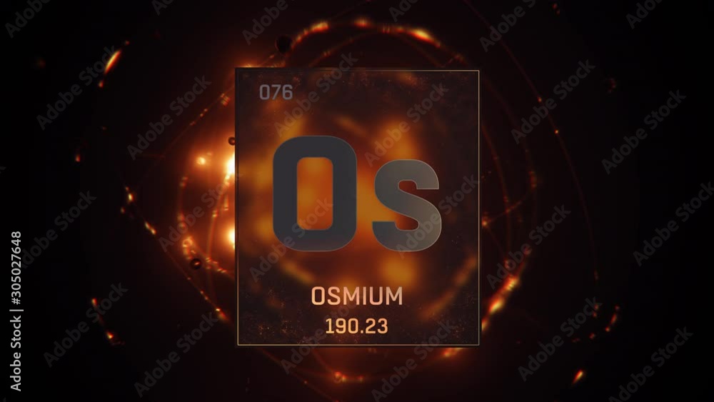 Osmium as Element 76 of the Periodic Table. Seamlessly looping 3D ...