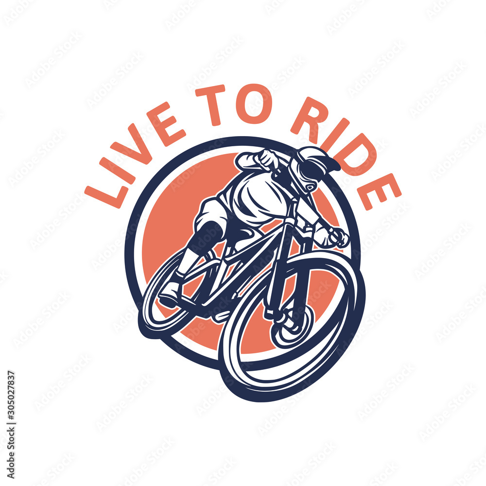 lice to ride design t shirt mountain bike. poster illustration badge ...