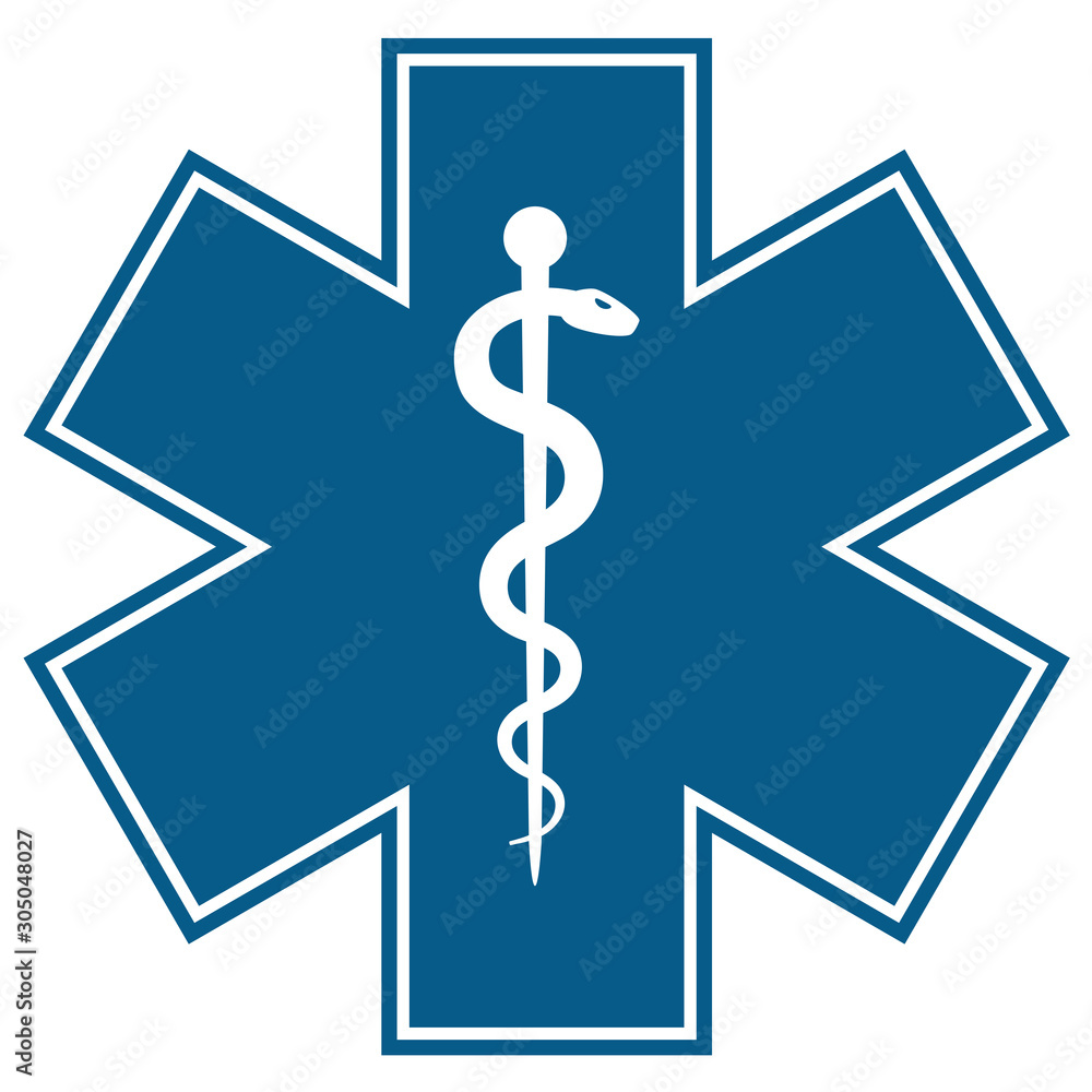 Medical symbol of the Emergency - Star of Life flat icon isolated on ...