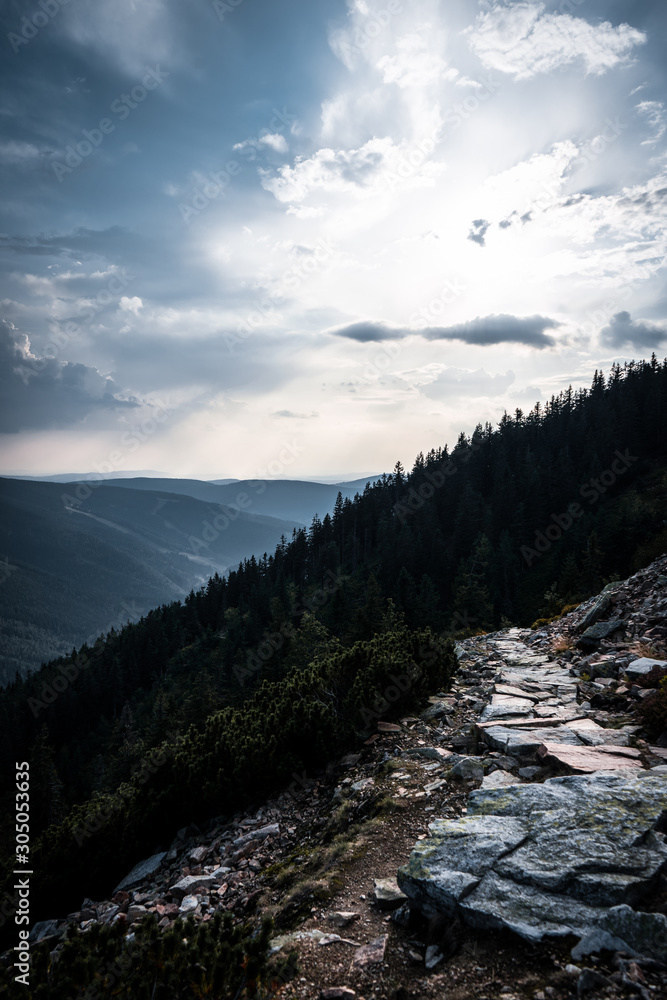 Path leading to Krakonos mountain, from Svaty Petr, Krkonose, Czech ...