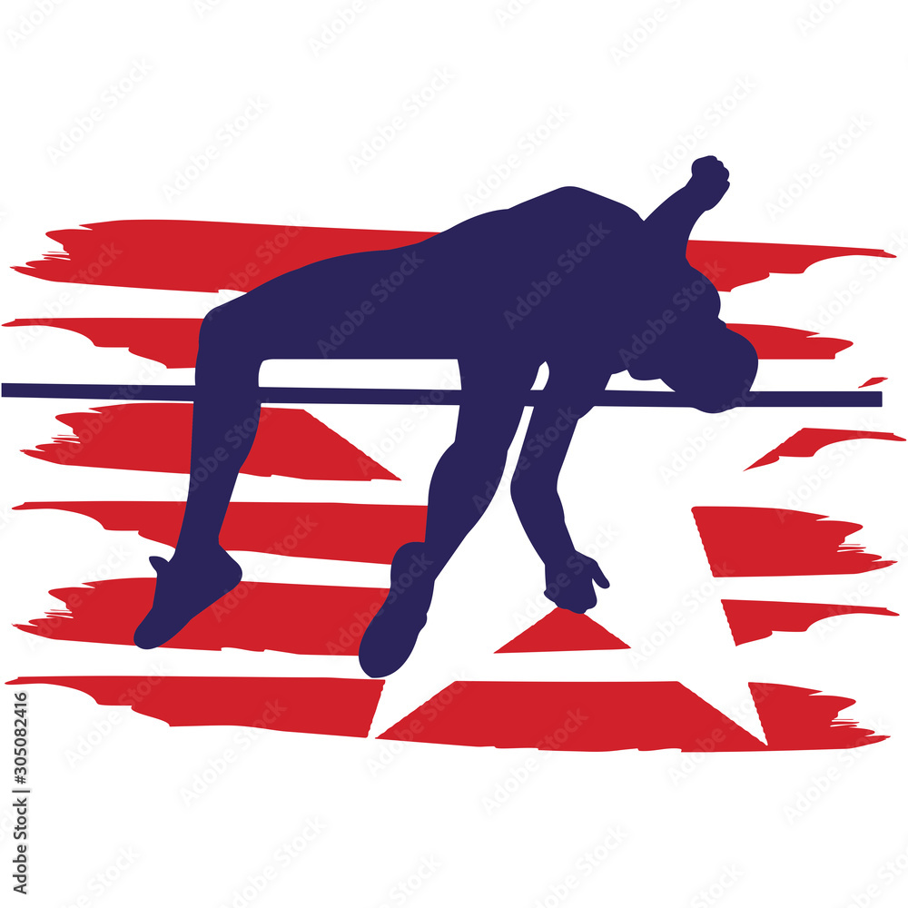 High Jump Track and Field flag, American Flag, Fourth of July, 4th of ...