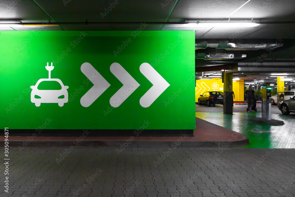 Symbol sign of electric cars charging station. Plug-in charger or ...