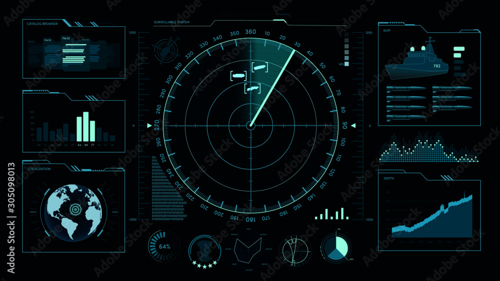 Command center, user interface, game, radar, sonar Stock Vector | Adobe ...