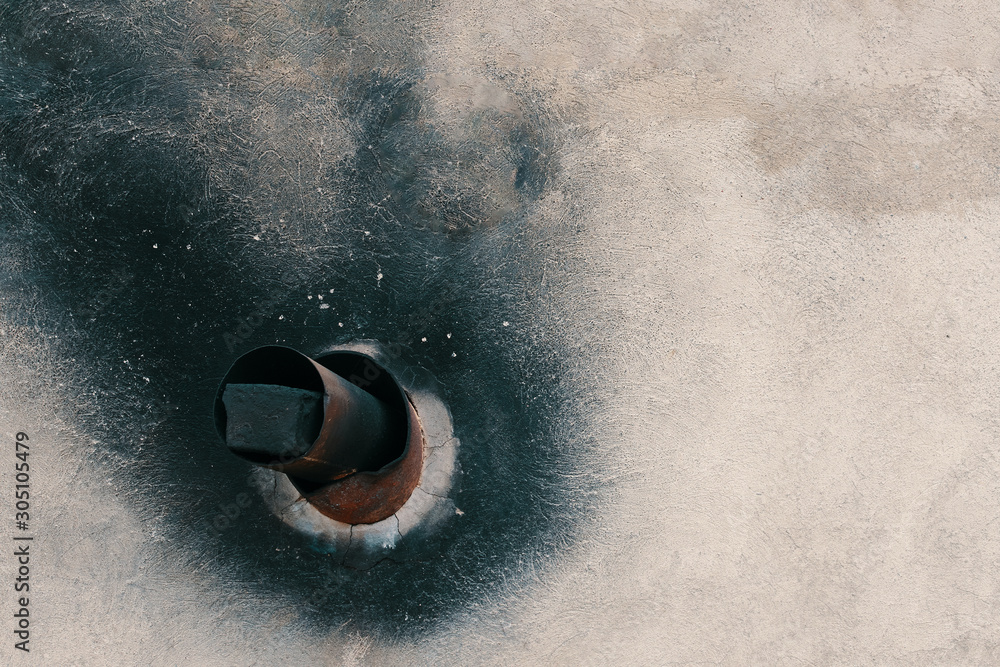 The chimney texture. A chimney protrudes from the wall, and black smoke ...