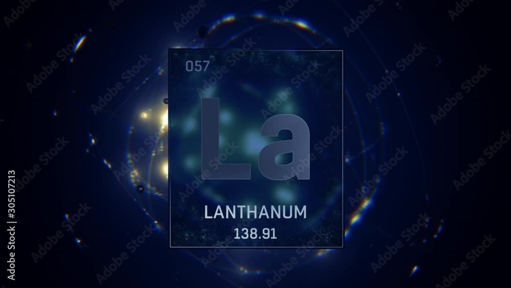 Lanthanum as Element 57 of the Periodic Table. Seamlessly looping 3D ...