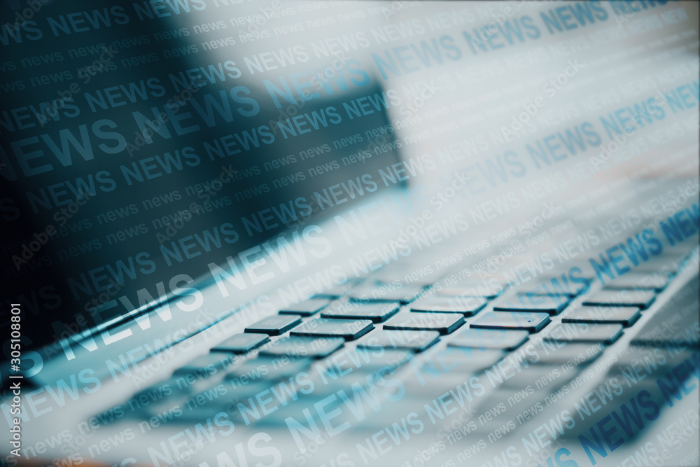 Laptop with news Stock Photo | Adobe Stock