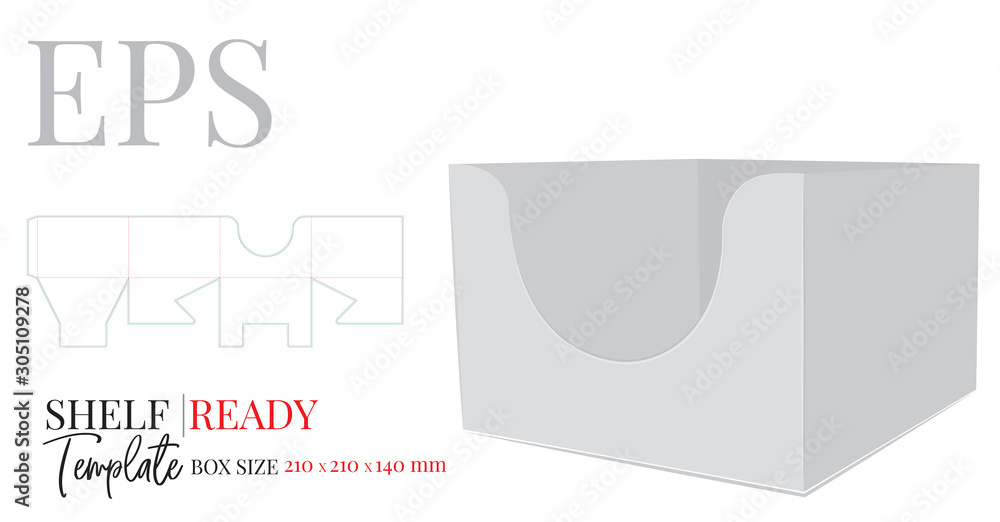 Shelf ready, vector. Template with die cut / laser cut lines. White ...